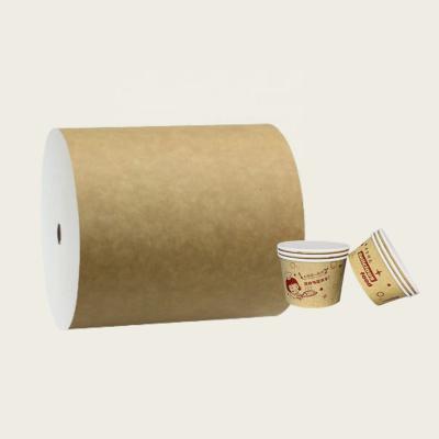 China PE Coated Kraft Paper Roll 190-340gsm for Paper Cup Manufacturing with 3-6 Inch Core for sale