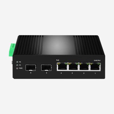China DC48V Industrial Easy Smart Gigabit PoE Switch With 4 30W PoE Ports SR-SHG2206FPI for sale