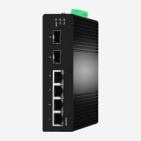 China Aluminum Alloy Case 48V Ethernet Industrial Smart Switch 4 RJ45 Ports 2 SFP Fiber Ports for sale