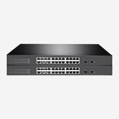 China 10 100 1000M 24 RJ45 Ports Gigabit Easy Smart Switch With 2SFP Fiber Ports for sale
