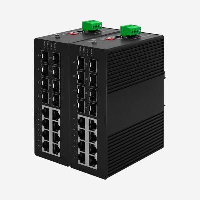 China Full Managed 16 Port Industrial Ethernet Switch With 8 RJ45 And 8 SFP Ports 12 - 57VDC for sale