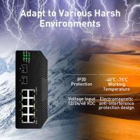 China 10 Port Industrial Ethernet Switch With 8 Auto Sensing RJ45 Ports 2 SFP Fiber Ports for sale