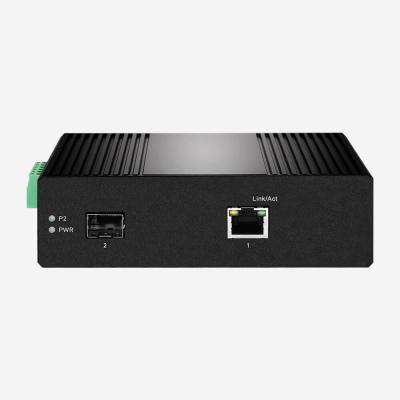 China IP30 Aluminum Industrial Gigabit Switch 12V-57V With 1 RJ45 Port And 1 SFP Fiber Port for sale