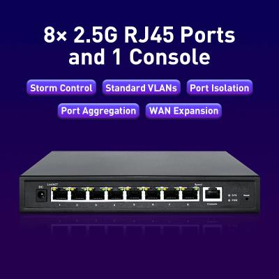 China 10M/100M/1000M/2.5Gb 8 Port Switch 16K MAC Address Table 1 Console 12K Jumbo  Frame for sale
