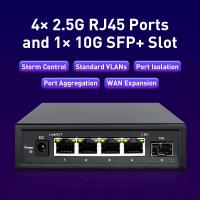 China Managed 2.5Gbps Poe Switch With 4 10/100/1000/2500M RJ45 PoE+ Ports And 1 10G SFP+ Slot for sale