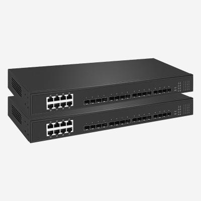 China High Speed Unmanaged Ethernet Switch 16 10/100/1000 Mbps RJ45 Port 8 Gigabit SFP Ports for sale