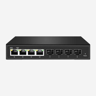China GIGA 4 Rj45 And 4 SFP Smart Switch With Low Energy Consumption Jumbo Frame Support And External Power Adapter for sale