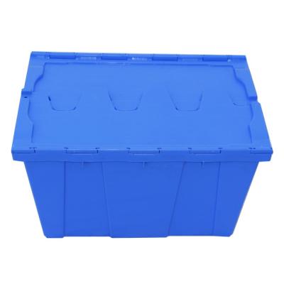 China Industrial Moving Box High Capacity Plastic Storage Crate with Lid 600x400x270mm 40L for sale