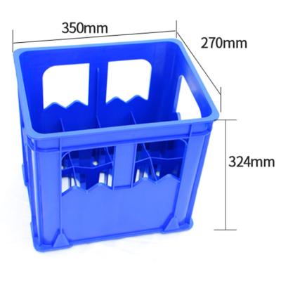 China 12 Bottle HDPE Plastic Beer Crate Custom Order Screen Printed Beverage Storage for sale