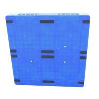 China Heavy Duty Plastic Pallet 1100x1100mm Single Faced Euro Pallet with Steel Reinforcement 4 Ton Static Load for sale