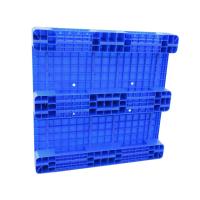 China Heavy Duty Plastic Pallet 1100x1100mm Single Faced Euro Pallet with Steel Reinforcement 4 Ton Static Load for sale