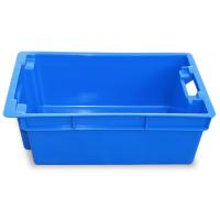 China Nestable HDPE Plastic Storage Boxes 600x400mm Durable Stackable Produce Crate with Handle for sale