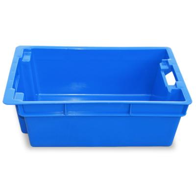 China Nestable HDPE Plastic Storage Boxes 600x400mm Durable Stackable Produce Crate with Handle for sale