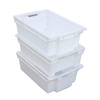 China HDPE Nestable Plastic Storage Crate 600x400mm Stackable Box for Fruit Vegetable Meat for sale
