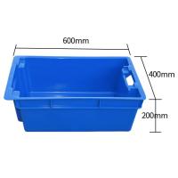 China HDPE Nestable Plastic Storage Crate 600x400mm Stackable Box for Fruit Vegetable Meat for sale