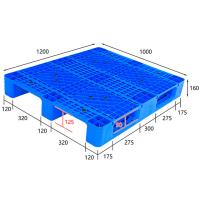 China Heavy Duty Blue Hollow Out 100% Virgin HDPE Pallet 1200x1000mm 4 Ton Static Load for Stacking Storage for sale
