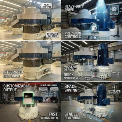 China Alloy Steel Heavy Duty Roller Ring Die Wood Pellet Mill With Tungsten Carbide Coating Extended Service Life for sale