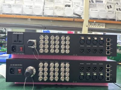 China 12-Channel 12G-SDI Fiber Optic Converter + 4CH XLR Balanced Audio + 4CH 1GB Ethernet, With SMPTE Fiber Connector to Transmit for sale