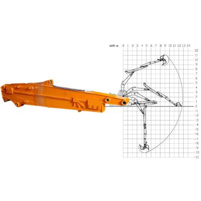 China Telescopic Boom For Excavator With Standard Bucket Hitachi Komatsu Yellow Red for sale
