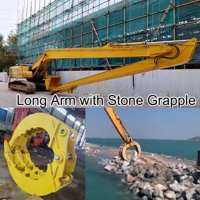 China Excavator Long Reach Arm with Stone Grab Grapple for sale