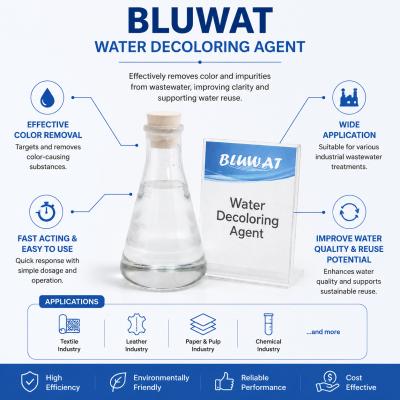 China BWD-01 Water Decoloring Agent for High Color Industrial Effluent with 50-99% Color Removal and 50-80% COD Reduction for sale