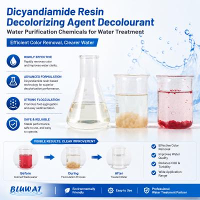China BWD-01 Water Decoloring Agent - 55% Solid Content Dicyandiamide Resin Decolorizing Agent for Industrial Wastewater Treatment for sale