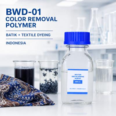 China BWD-01 Cationic Color Removal Polymer for Batik and Textile Dyeing Wastewater in Indonesia for sale
