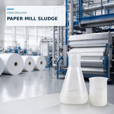 China CPAM Emulsion Flocculant for Paper Mill Sludge Dewatering for sale