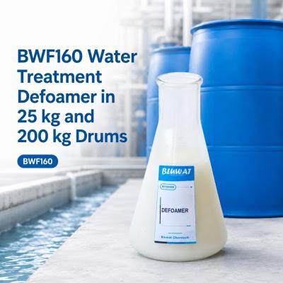 China BWF160 Nonionic Silicone Defoamer for Wastewater Effluent with 50-300 ppm Dosage in 25 kg and 200 kg Drums for sale