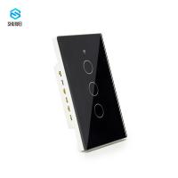 China OEM 110V American Black Touch 3 Gang 3 Way Smart Switch Voice Control TuyaAPP Alexa Google Home for sale
