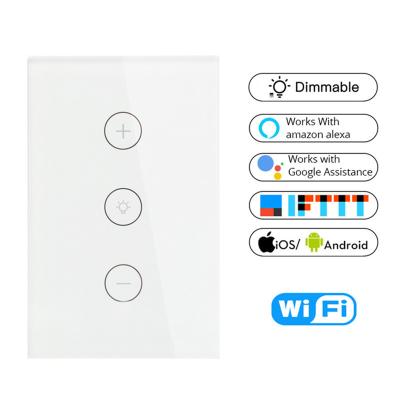 China SHUWEI US Standard White APP Tuya 3 Way Wifi Dimmer Switch 10A for sale