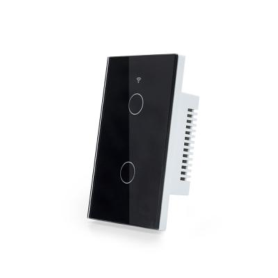China 110V-240V Tuya Smart Wifi 2 Gang Light Switch Alexa Compatible Light Switches for sale