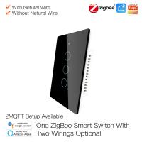 China No Neutral Wire No Capacitor Zigbee 3.0 Smart Wifi Wall Switch With Remote Control for sale