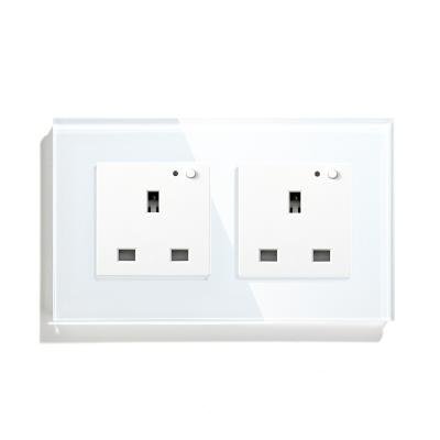 China Double Frame Smart Wifi Socket Plug 13A Uk 3 Pin Mini Socket Tuya Voice Control for sale