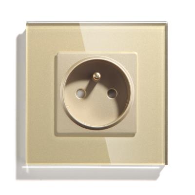 China 250V 13A Wall Smart Wifi Socket Plug With Single Crystal Glass Frame French Outlet Plug for sale