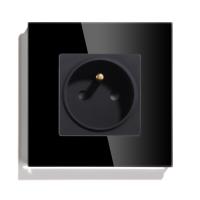 China 250V 13A Wall Smart Wifi Socket Plug With Single Crystal Glass Frame French Outlet Plug for sale