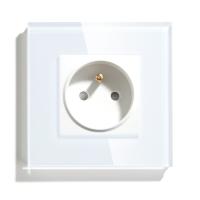 China 250V 13A Wall Smart Wifi Socket Plug With Single Crystal Glass Frame French Outlet Plug for sale