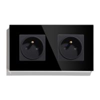 China Double Frame Wifi French Plug Socket FR Outlet Glass Panel French Wall Socket 250V for sale