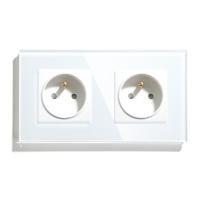 China Double Frame Wifi French Plug Socket FR Outlet Glass Panel French Wall Socket 250V for sale