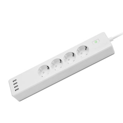 China Power Strip 4 EU Smart Wifi Socket Plug 4 USB Tuya Voice Control With Alexa Google Home for sale