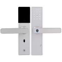 China Touchscreen Fingerprint Wifi Entry Door Lock With Handle Lock Easy To Install For Home Hotel for sale