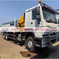 China HOWO 6X4 12Ton Folding Boom Crane Truck with Cargo Box for sale