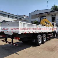 China HOWO 6X4 12Ton Folding Boom Crane Truck with Cargo Box for sale