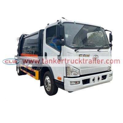 China FAW Right Hand Drive 5CBM Rear Loader Garbage Compactor Truck for sale