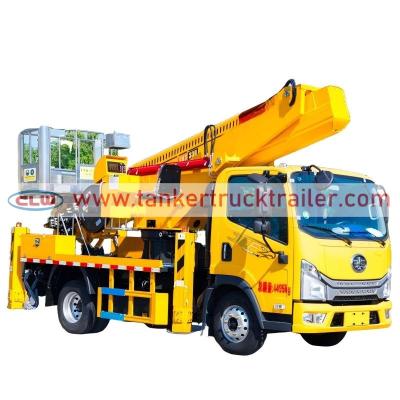 China FAW 33m Telescopic Boom Lift Aerial Work Platform Truck for sale