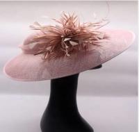 China Party decoration sinamay hat with feather flower and headband for sale
