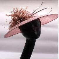 China Party decoration sinamay hat with feather flower and headband for sale