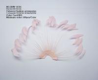 China Millinery Supplies Striped Coque Feather Hand Fan 15x15cm Length for sale