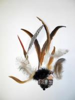 China 10x40cm Hat Decoration Feather Brooch Pin , Feather Hat Pin With Accessory for sale