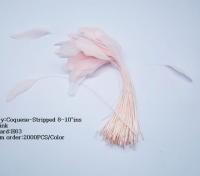 China 8-10 Inch Teardrop Stripped Cock Coque Feather For Father'S Day Purple Green Pink for sale